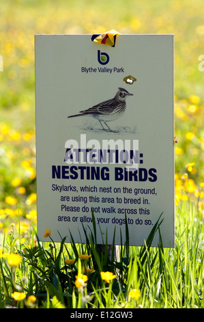 Skylark sign, Blythe Valley Nature Reserve, Shirley, West Midlands ...