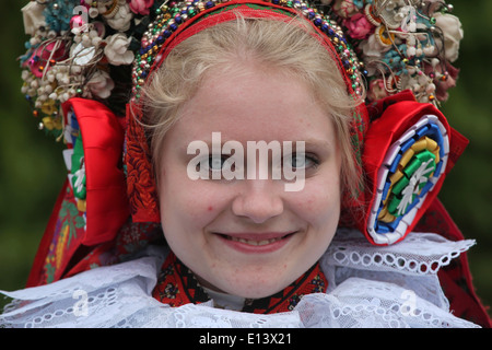South Moravia, Women in folk costumes, Velke Pavlovice, Czech Republic ...
