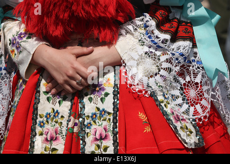 South Moravia, Women in folk costumes, Velke Pavlovice, Czech Republic ...