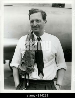 Test pilot Neville Duke in the cockpit of a Hawker Hunter jet fighter ...