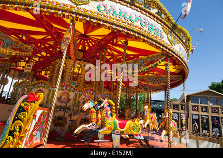 Traditional funfair carousel ride Great Yarmouth, Norfolk, England ...