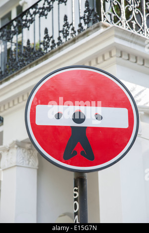 Humorous Graffiti on Red No Entry Sign in Chelsea, London, England, UK ...