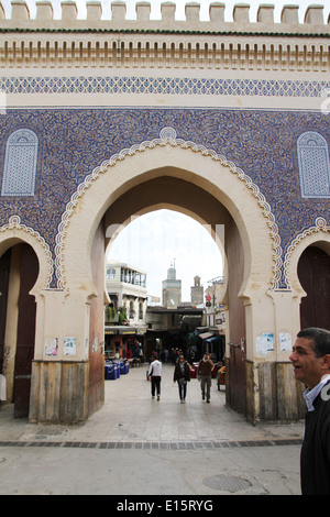 Bab Boujloud " Blue Gate " in Fes, Morocco. Gate is the entrance to the ...