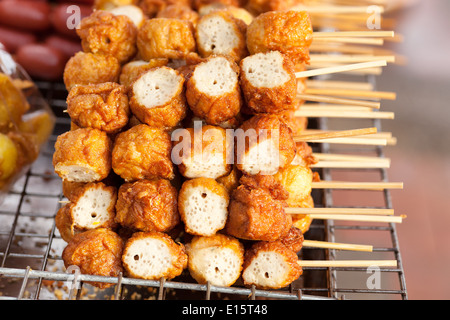 Skewer snacks at street food asia Stock Photo - Alamy