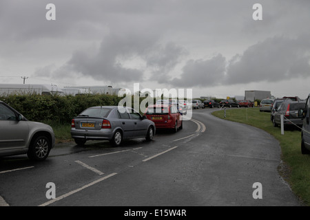 Queue of traffic entering Westpoint Arena Showground car park for Devon ...