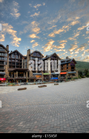 Sunrise on Vail Village street, Vail, Colorado Stock Photo - Alamy