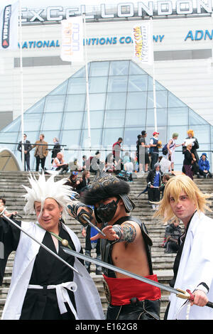 Visitors in costume at the MCM Comic Con pop-culture convention in ...