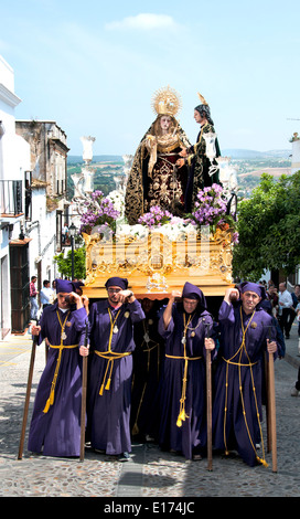 Easter catholic Spanish procession Semana Santa. Catholics wear pointed ...
