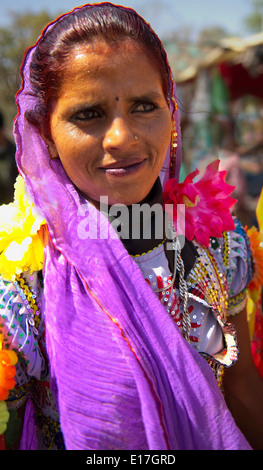 Portrait of rural village women at the matrimonial fair of the Garasia ...