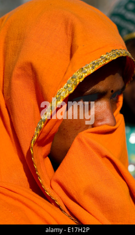 PORTRAITS - RAJASTHAN WOMAN WITH VEIL GOGUNDA VILLAGE Stock Photo - Alamy