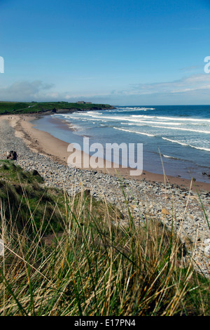 View of Cocklawburn beach on the east coast of Northumberland. An ...
