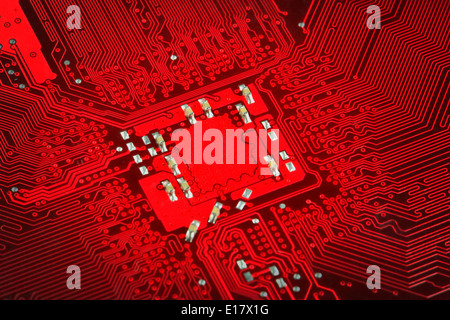 An electronic board with circuit lines and chip Stock Photo - Alamy