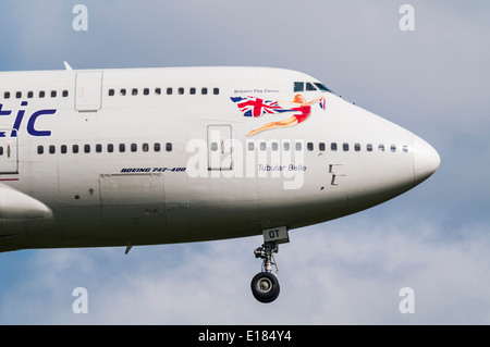 Side view of the front of a Virgin Atlantic Boeing 747-400 aeroplane on ...