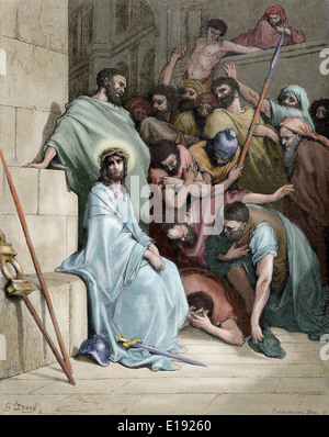 New Testament. Passion. Insulted Jesus. Engraving. Holy Bible, 19th ...