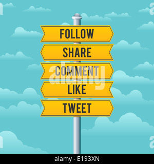 Vector illustration of social media road signs Stock Photo - Alamy
