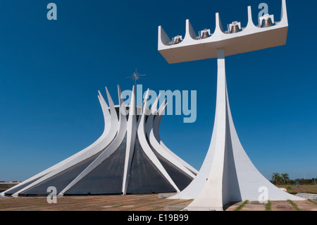 Architectural detail of the Metropolitan Cathedral of Brasília designed ...