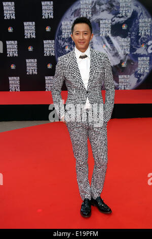 Chinese singer and actor Han Geng attends a press conference for the ...