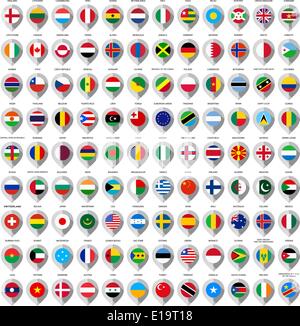 Peru flag, set of location pin icons of Peru flag. Vector illustration ...