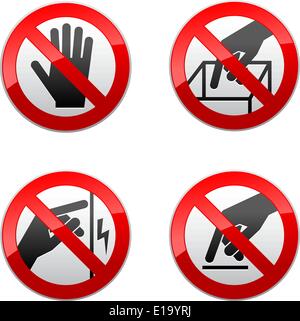 No touching, do not touch sign with hand. No manual handling vector ...