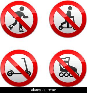 No roller skates sign, label. Warning icon. Vector stock illustration ...