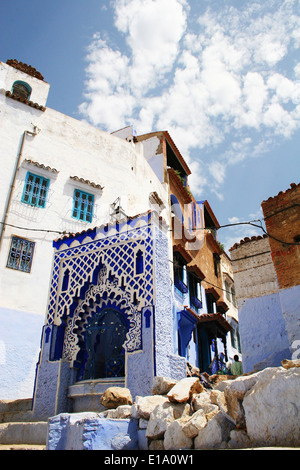 Chefchaouen street scene Stock Photo - Alamy
