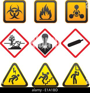 Warning Hazard Symbols labels Sign Isolated on White Background,Vector ...