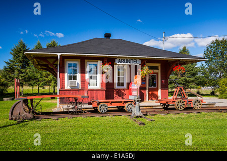The historic restored train station at Arundel, Quebec, Canada Stock ...