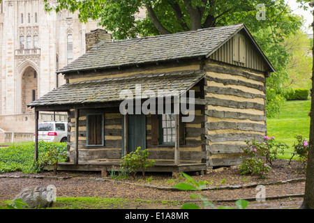 log cabin at the University of Pittsburgh PA Stock Photo - Alamy