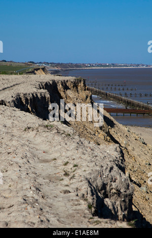 Cliff erosion at Corton, south of Great Yarmouth on the east coast of ...