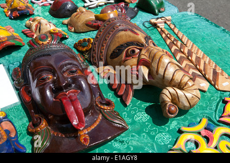 Hand carved wood Nepali masks Stock Photo - Alamy