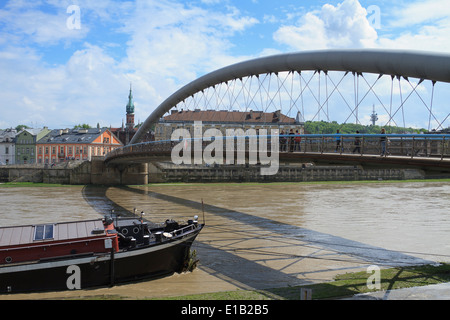 Father Bernatek Footbridge over the Vistula river in Krakow, Poland ...