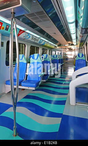 Interior of metro train in Dubai. Metro as world's longest fully ...