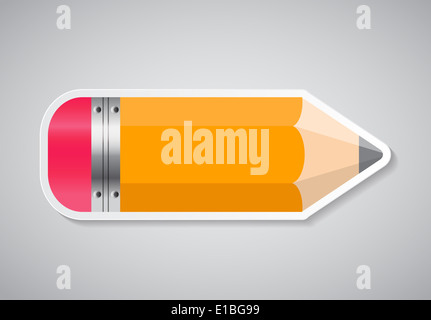 Pencil Sticker Label Vector Illustration Stock Photo - Alamy