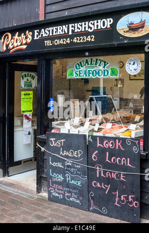 Fresh fish display at local fishmonger London England UK Stock Photo ...