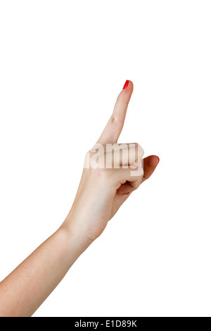 Female hand with manicure shows one finger shot closeup Stock Photo - Alamy