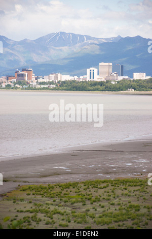 Alaska Alaskan Anchorage city skyline view,tall downtown buildings ...