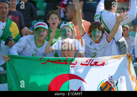 Algeria fans cheer their team during the international friendly soccer ...