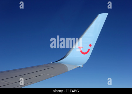 Tui logo on Thomson Boeing 737 aircraft tail, Birmingham Airport, UK ...