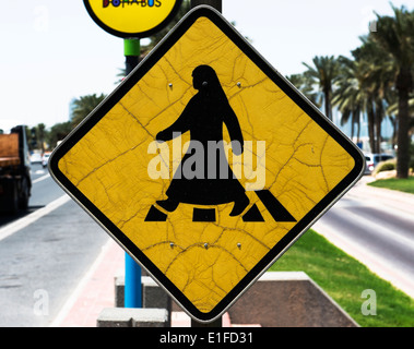 Traffic sign, pedestrian crossing, Doha, Qatar Stock Photo - Alamy
