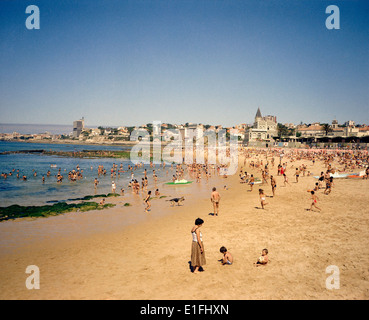 Praia do Tamariz, located in Estoril, Portugal, is a popular beach ...