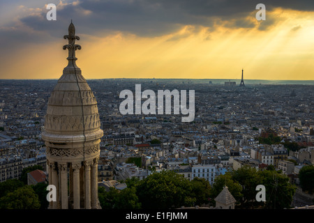 Aerial View of Paris showing Eiffel Tower, Opera House, Les Invalides ...