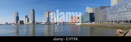Panoramic view of the port of Rotterdam and the tall buildings that ...