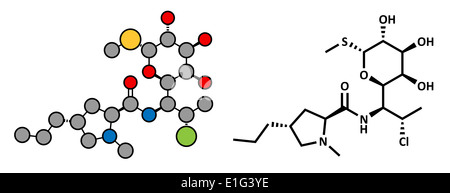 Clindamycin antibiotic drug (lincosamide class) molecule Stylized ...