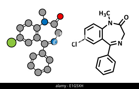 Diazepam benzodiazepine drug molecule Stock Photo - Alamy