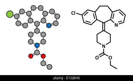 Loratadine antihistamine drug, chemical structure. Used to treat hay ...