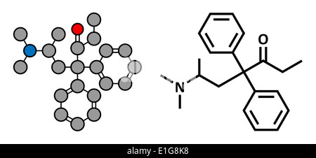 Methadone. Chemical formula, molecular structure. 3D rendering Stock ...