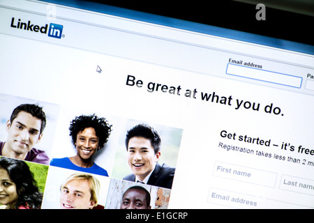 Linkedin website on a computer screen. Linkedin is a business oriented ...
