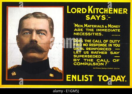 British World War 1 Kitchener poster, Britons Kitchener wants you, 1914 ...