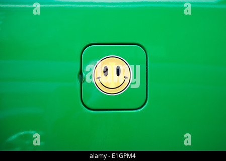 Smiley face sticker on a Volkswagen Beetle windscreen Stock Photo - Alamy