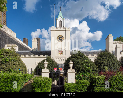 The clock tower at the riverside entrance to Trinity Hospital. The ...